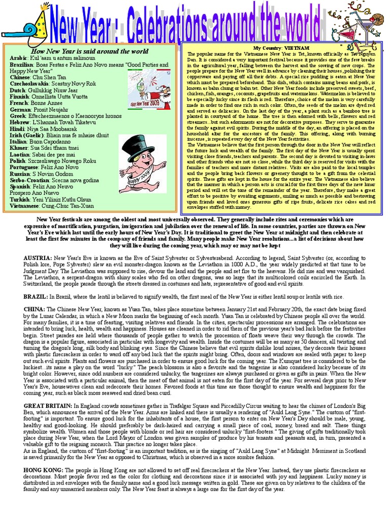 Global New Year Celebrations Explained | PDF | Foods