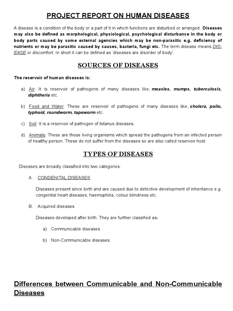 Project Report On Human Diseases | PDF | Hiv/Aids | Malaria