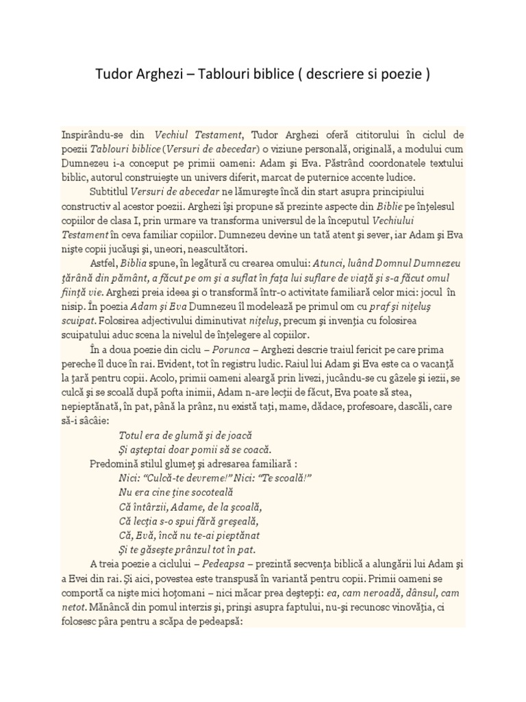 Tudor Arghezi - Tablouri Biblice | PDF