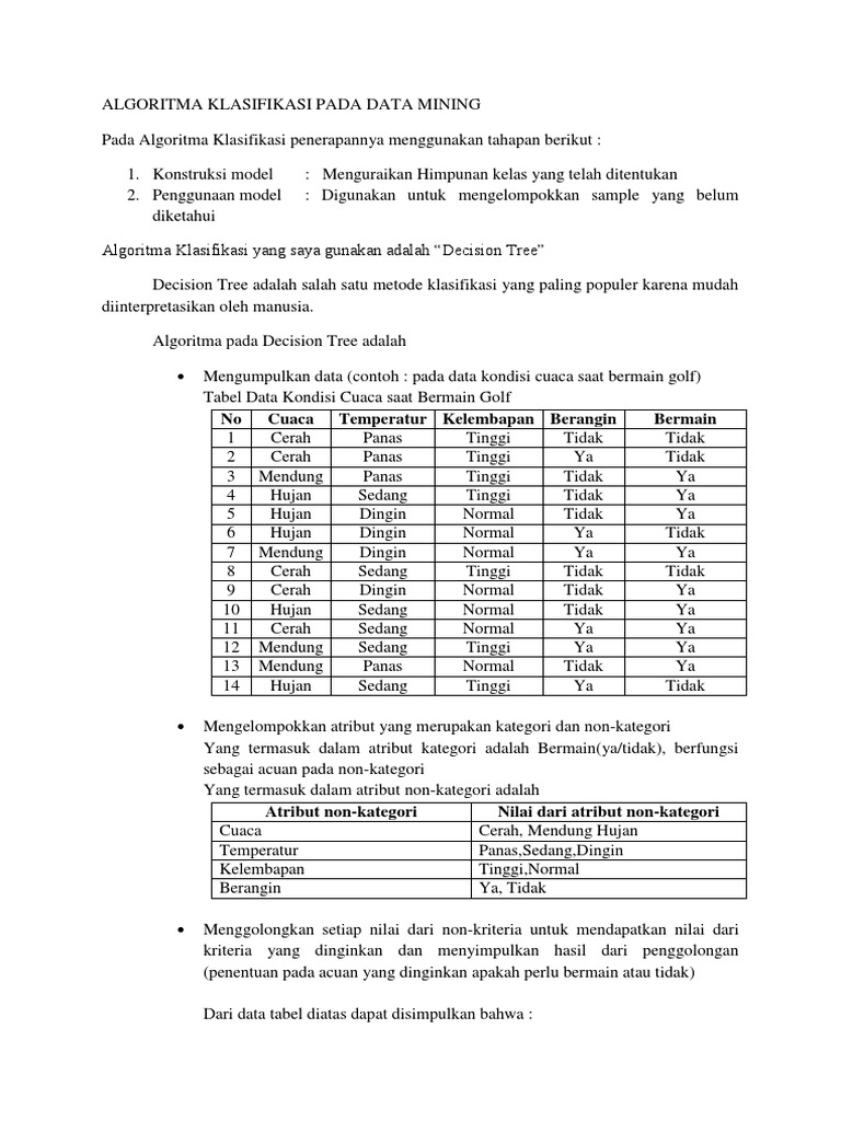 Algoritma Klasifikasi Pada Data Mining | PDF