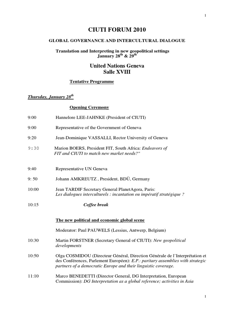 Ciuti Forum 2010: United Nations Geneva Salle XVIII | PDF ...