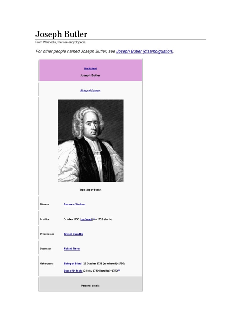 Joseph Butler | Religion And Belief | Philosophical Science | Free 30 ...