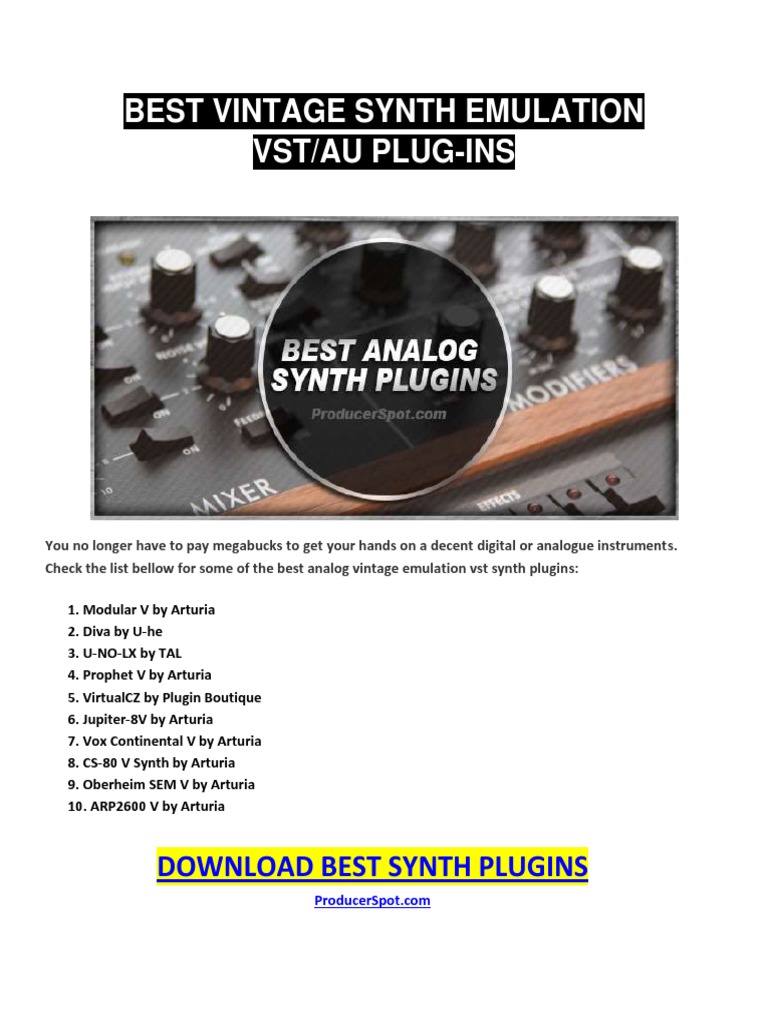 Best Hardware Synth Emulation VST Plugins | PDF | Technology & Engineering