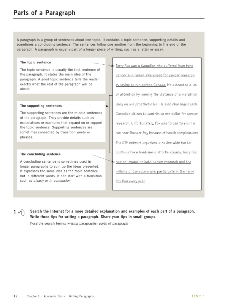 Parts of A Paragraph | PDF | Paragraph | Sentence (Linguistics)