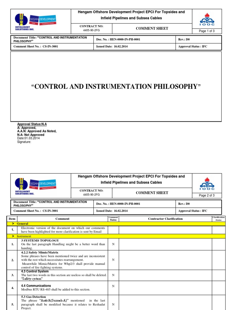 Control and Instrumentation Philosophy | PDF | Computing And ...