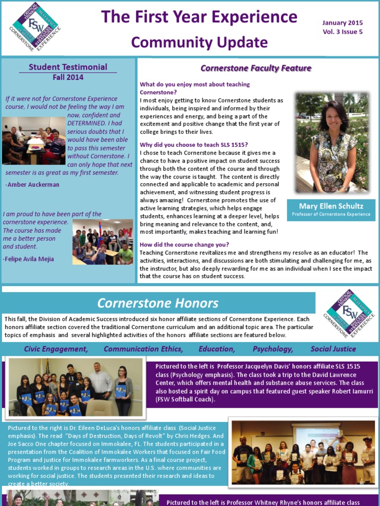 The First Year Experience Community Update January 2015 | PDF ...