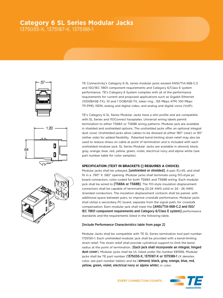 ENG DS Category 6 Modular Jacks 1113 Category 6 Modular Jacks | PDF | Electrical Connector ...