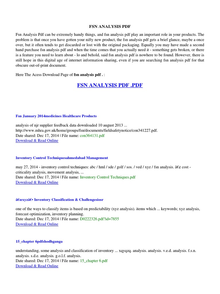 FSN Analysis PDF | PDF | Inventory | Internet