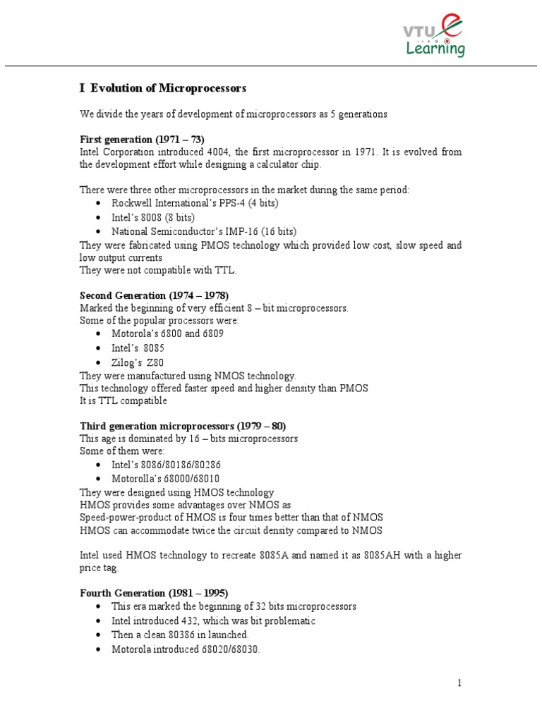 Evolution of Microprocessors | PDF | Input/Output | Read Only Memory