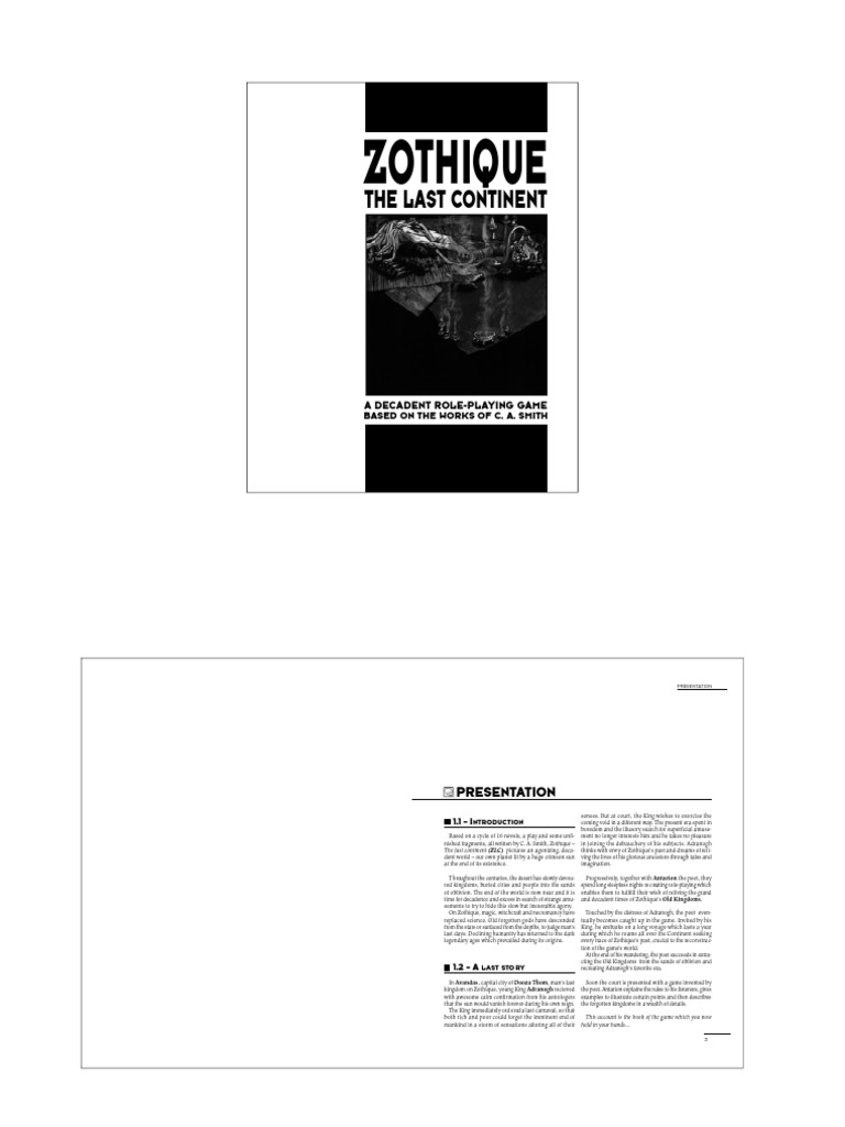 Zothique RPG Presentation | PDF | History | Classics
