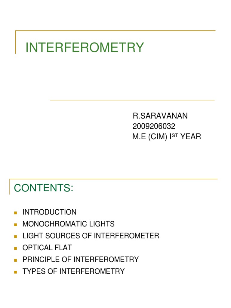 Interferometry | PDF | Interferometry | Interference (Wave Propagation)