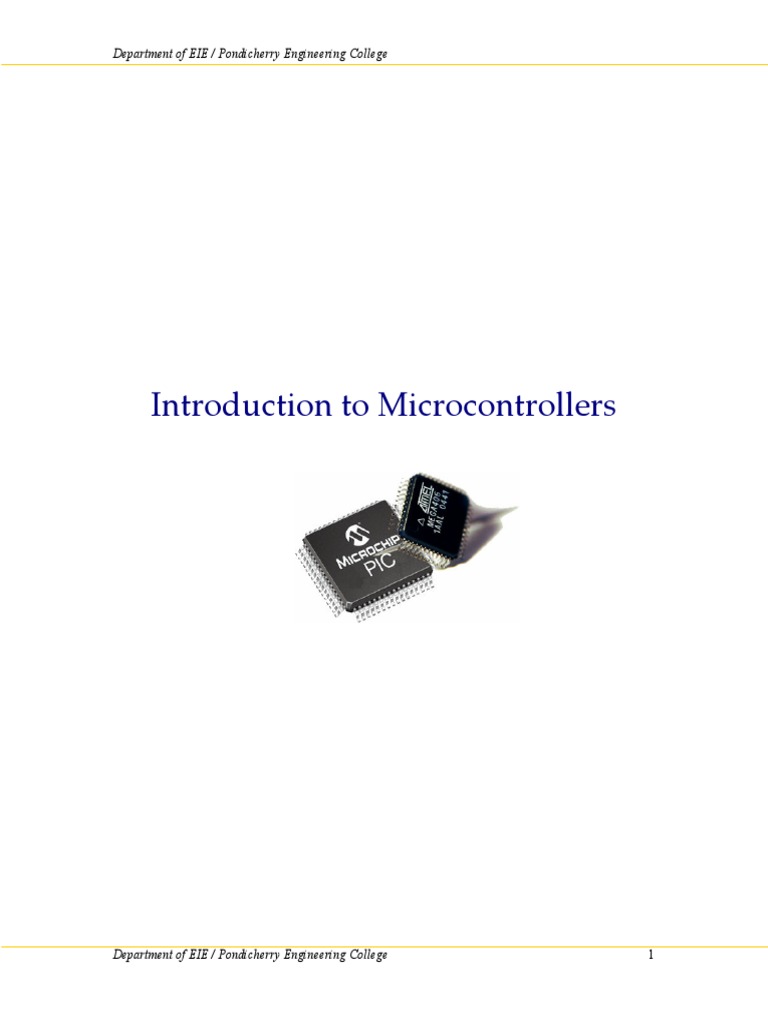 Introduction To Microcontrollers: Department of EIE / Pondicherry Engineering College | PDF ...