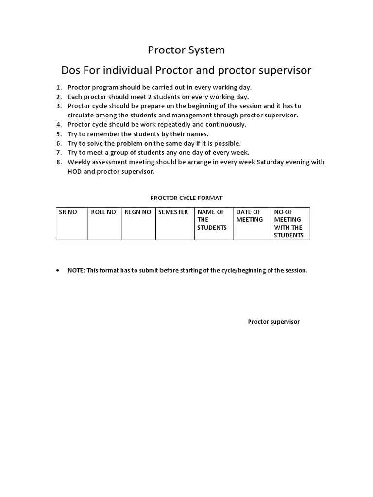 Proctor System Guidelines for Supervisors | PDF