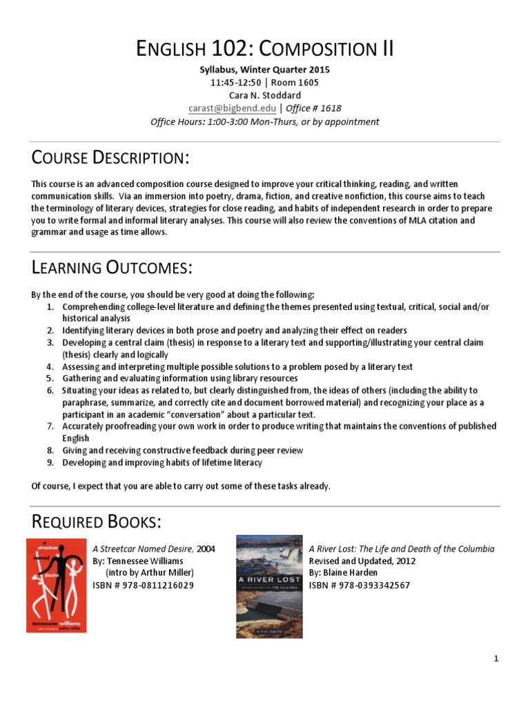 English 102 Syllabus 11:45 | PDF