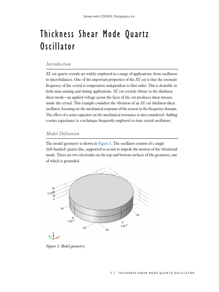 Simulation of a Thickness Shear Mode Quartz Oscillator and the Effect of a Tuning Capacitor ...