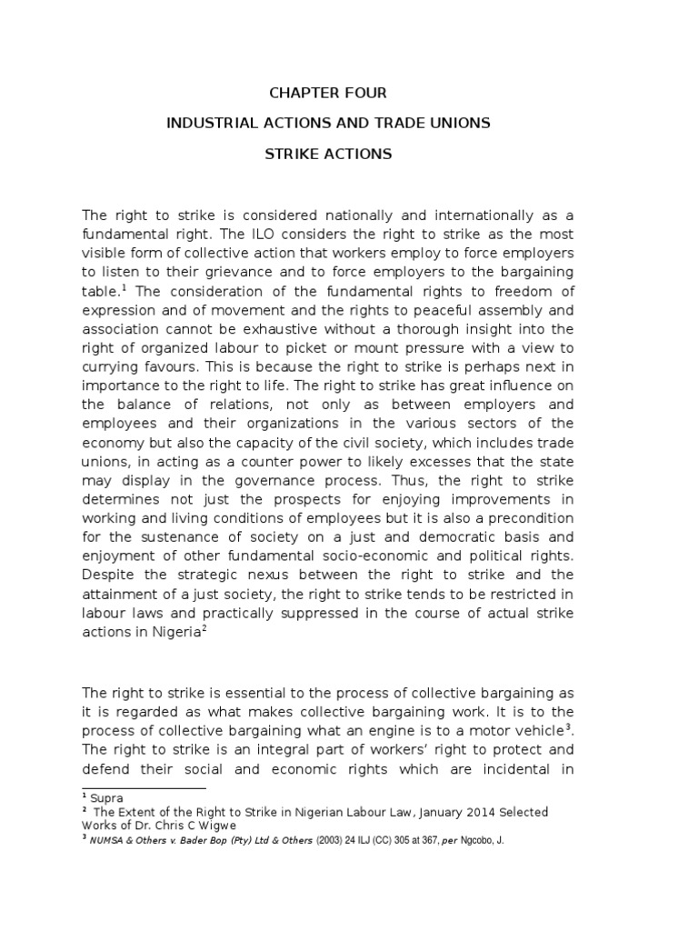Chapter Four Industrial Actions and Trade Unions Strike Actions | PDF ...