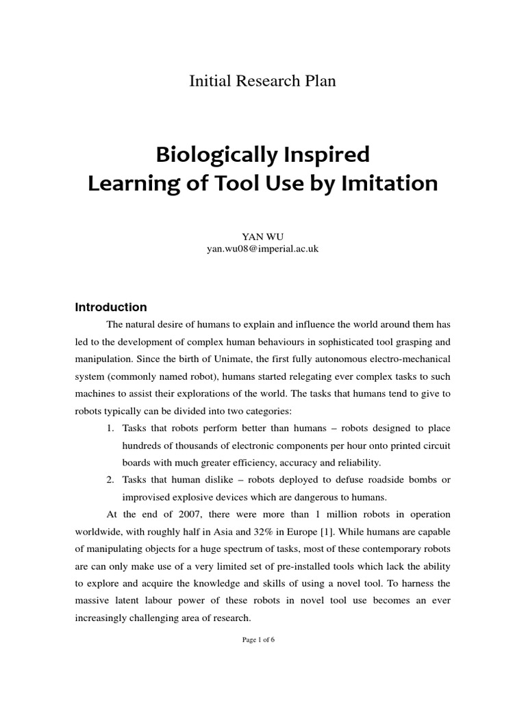 Biologically Inspired Learning Tool | PDF | Robot | Robotics