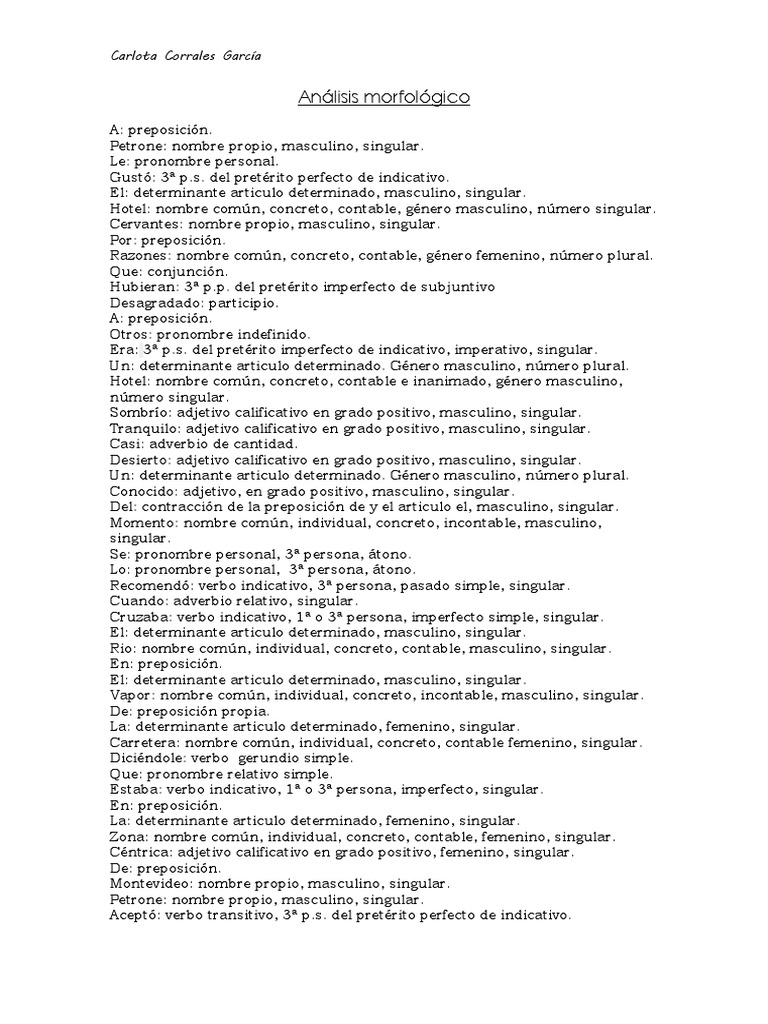 Análisis Morfológico Final | PDF | Sustantivo | Género gramatical