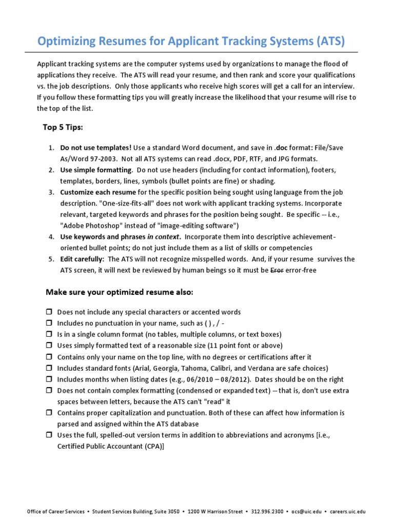 Optimizing Resumes For Applicant Tracking Systems (ATS) : Top 5 Tips ...
