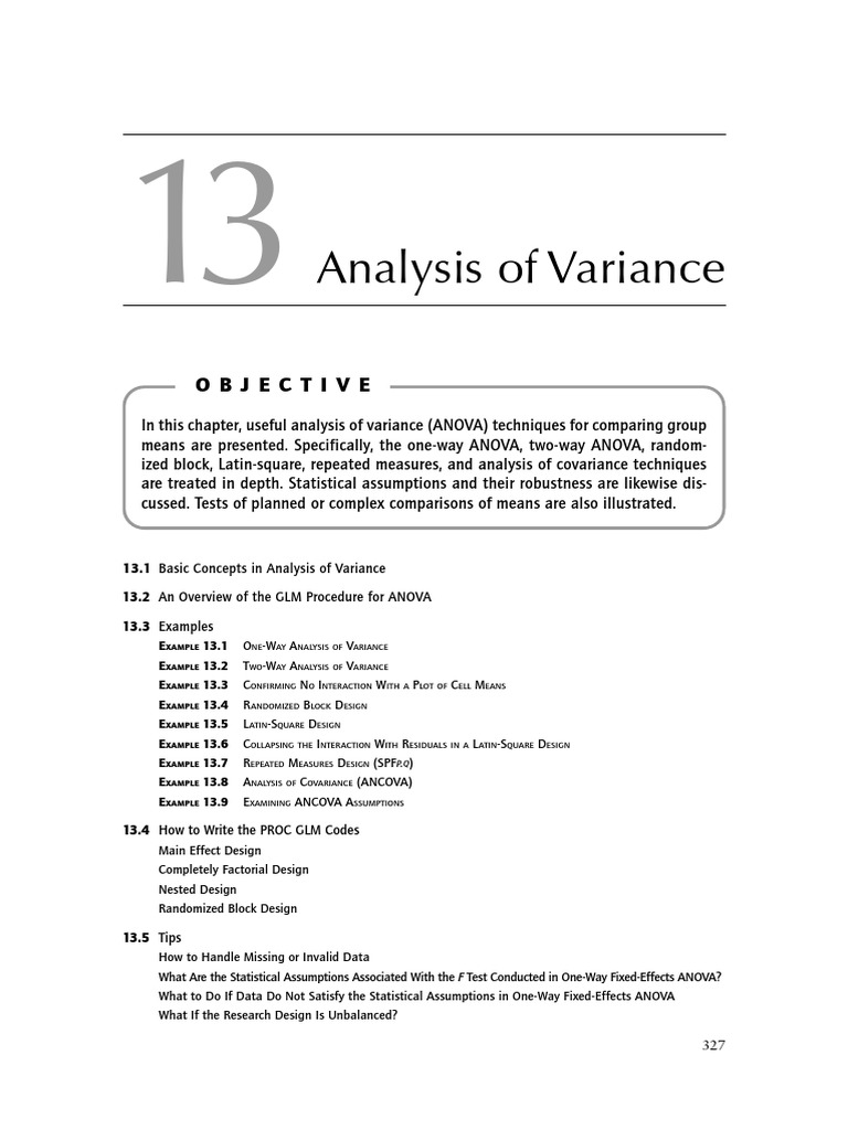 Analysis of Variance: Objective | PDF | Errors And Residuals | Analysis Of Variance