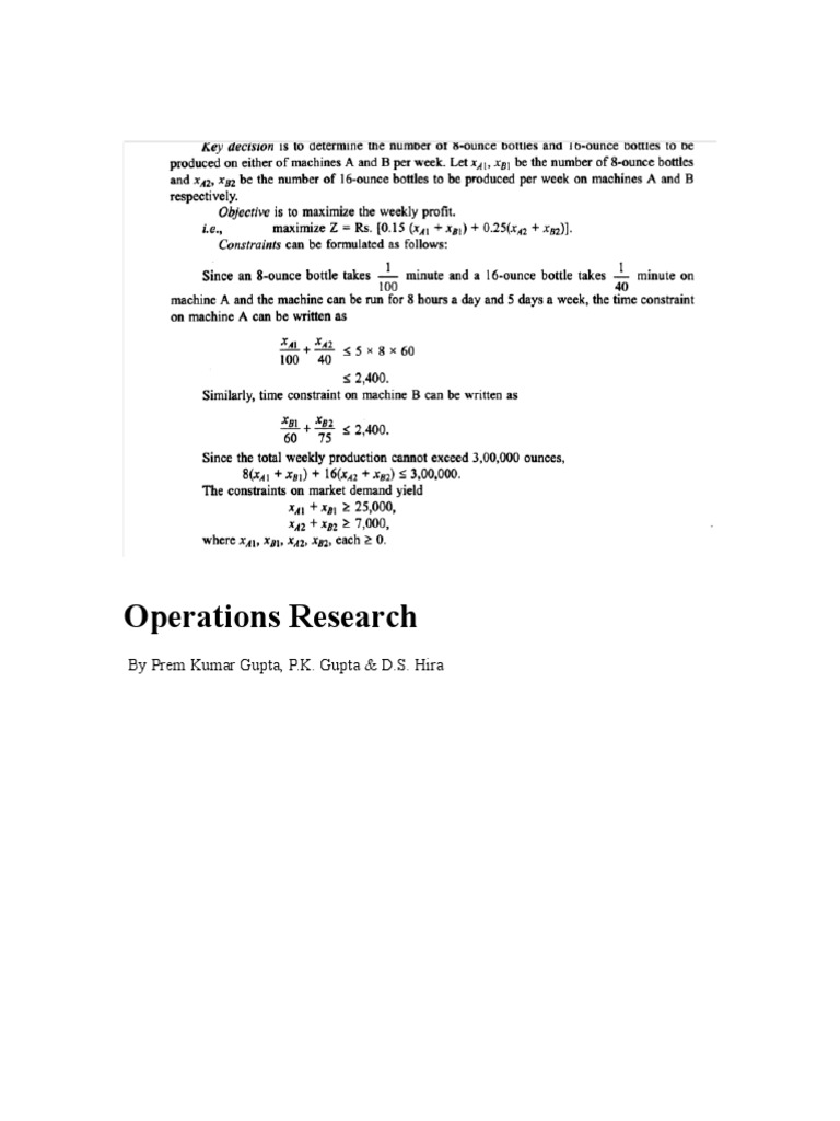 Operations Research: by Prem Kumar Gupta, P.K. Gupta & D.S. Hira | PDF
