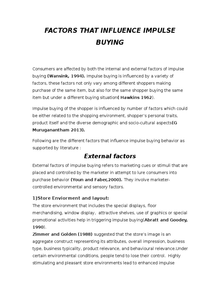 Factors Influencing Impulse Buying | PDF | Impulsivity | Retail