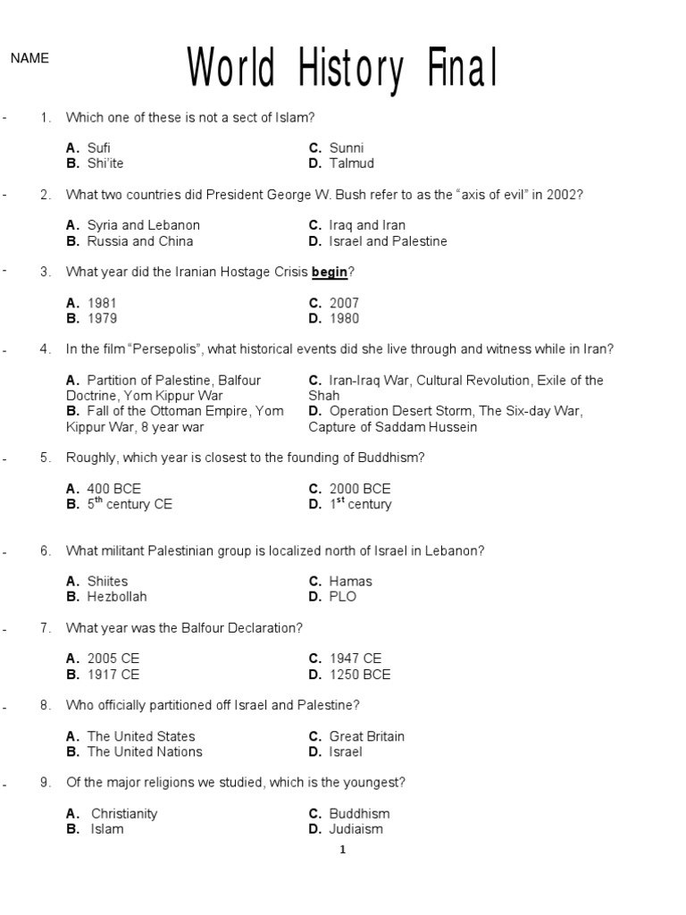 World History Final | PDF | Iran | Hamas