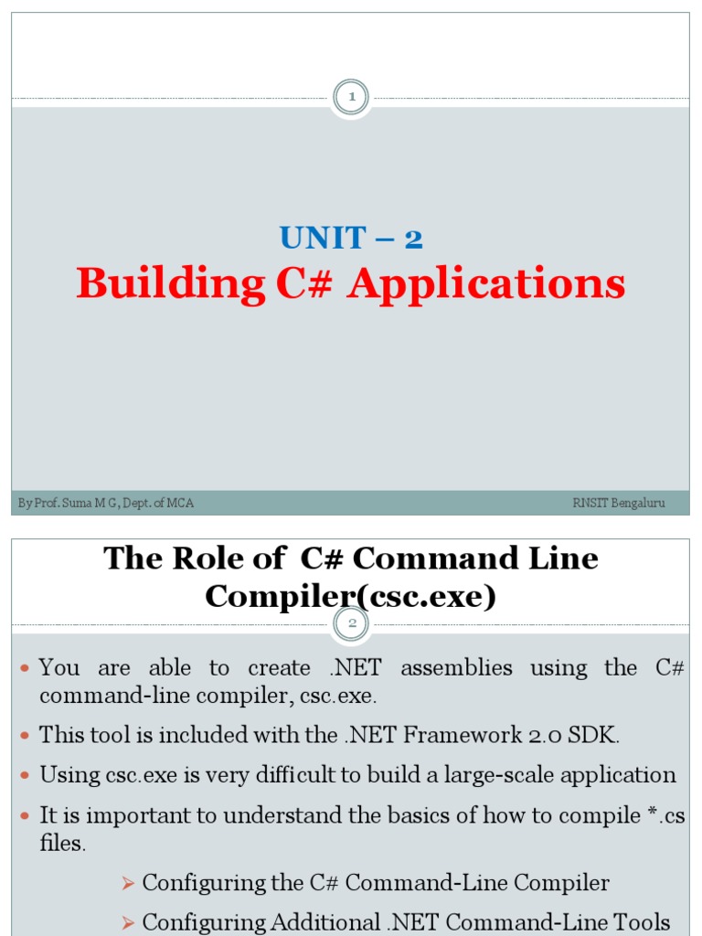 2 BuildingC#Application | PDF | Command Line Interface | C Sharp (Programming Language)