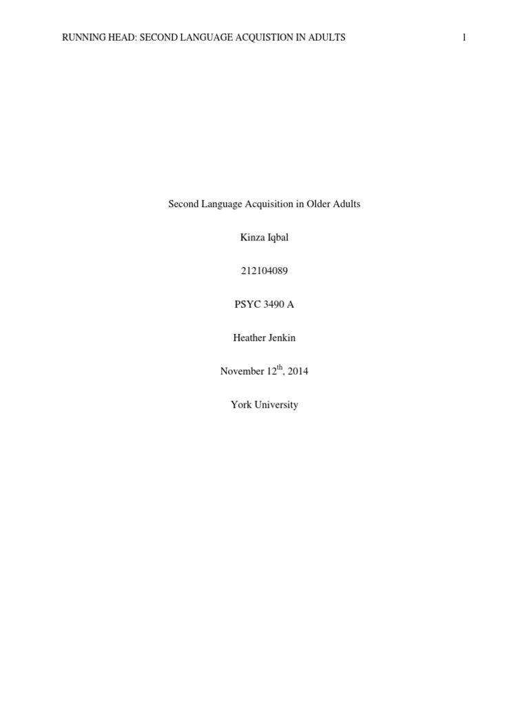 Second Language Learning in Older Adults | PDF | Second Language ...