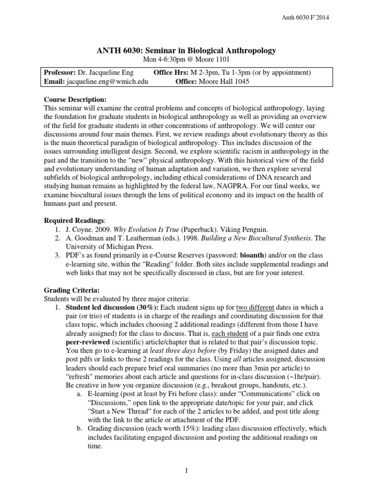 Bioanthropology Seminar | Download Free PDF | Biological Anthropology ...