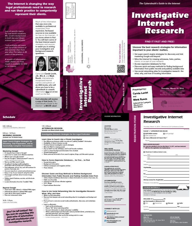 Minnesota CLE 2014 Cyberleuth MCLE Seminar Brochure | PDF | Lawyer ...