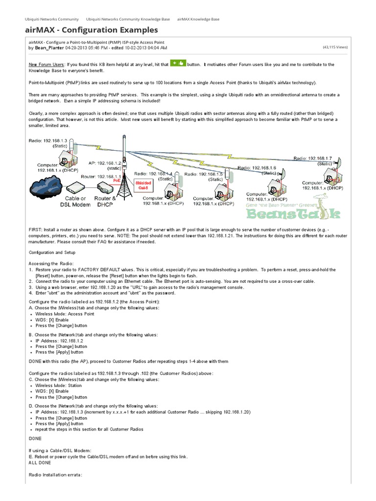 AirMAX - Configure A Point-To-Multipoint (PTMP) ISP-style Access Point - Ubiquiti Networks ...