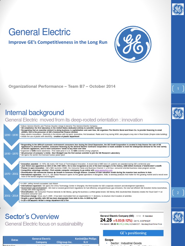 General Electric: Improve GE's Competitiveness in The Long Run | PDF