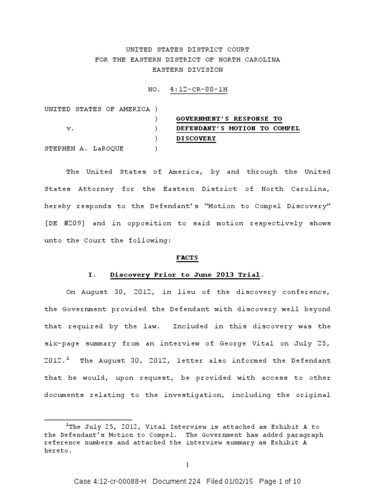 Government'S Response To Defendant'S Motion To Compel Discovery | PDF ...