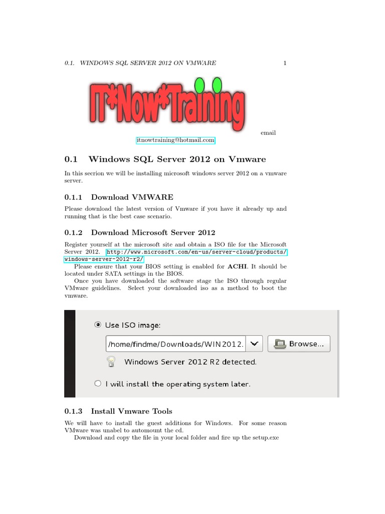 Install SQL Server 2012 on VMware | PDF