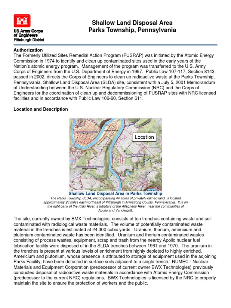 Parks Township, Pennsylvania, Shallow Land Disposal Area | PDF ...