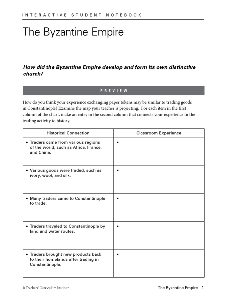 Byzantine Empire Student Notebook | PDF | Eastern Orthodox Church ...