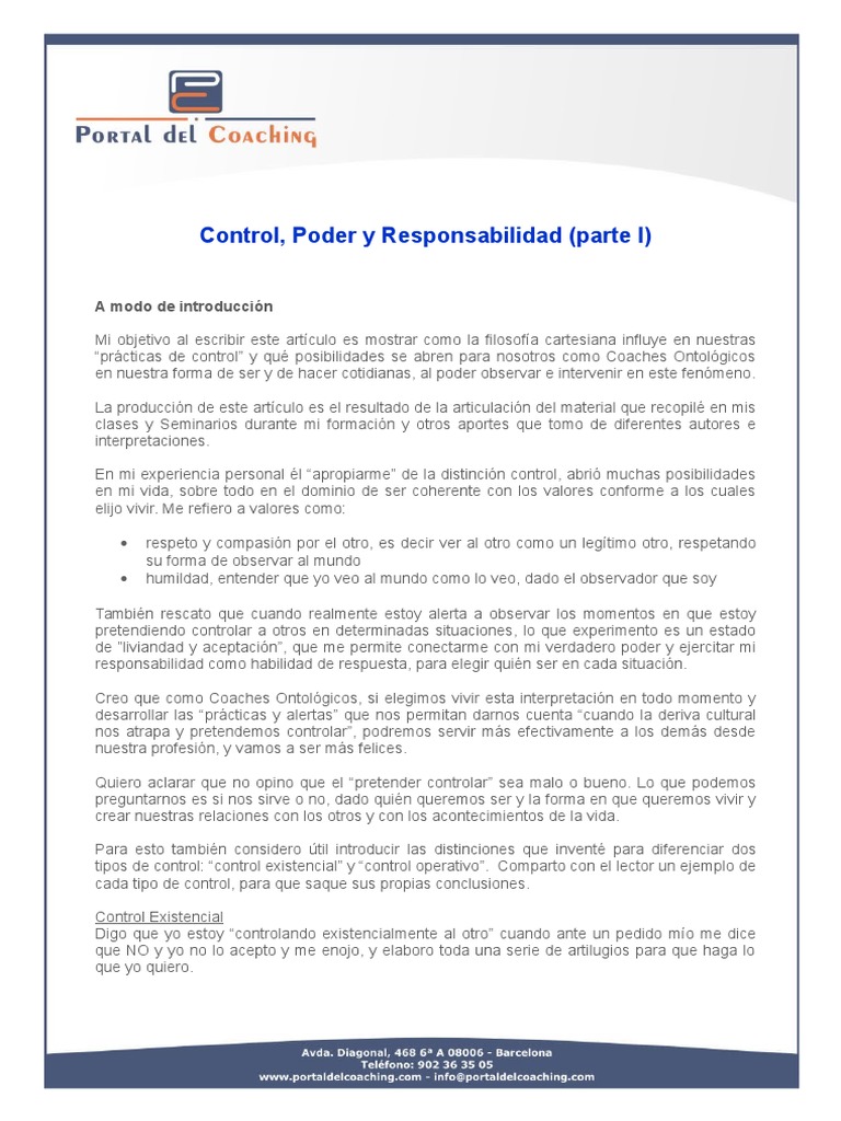Control Poder y Responsabilidad 1 | PDF | René Descartes | Esencia