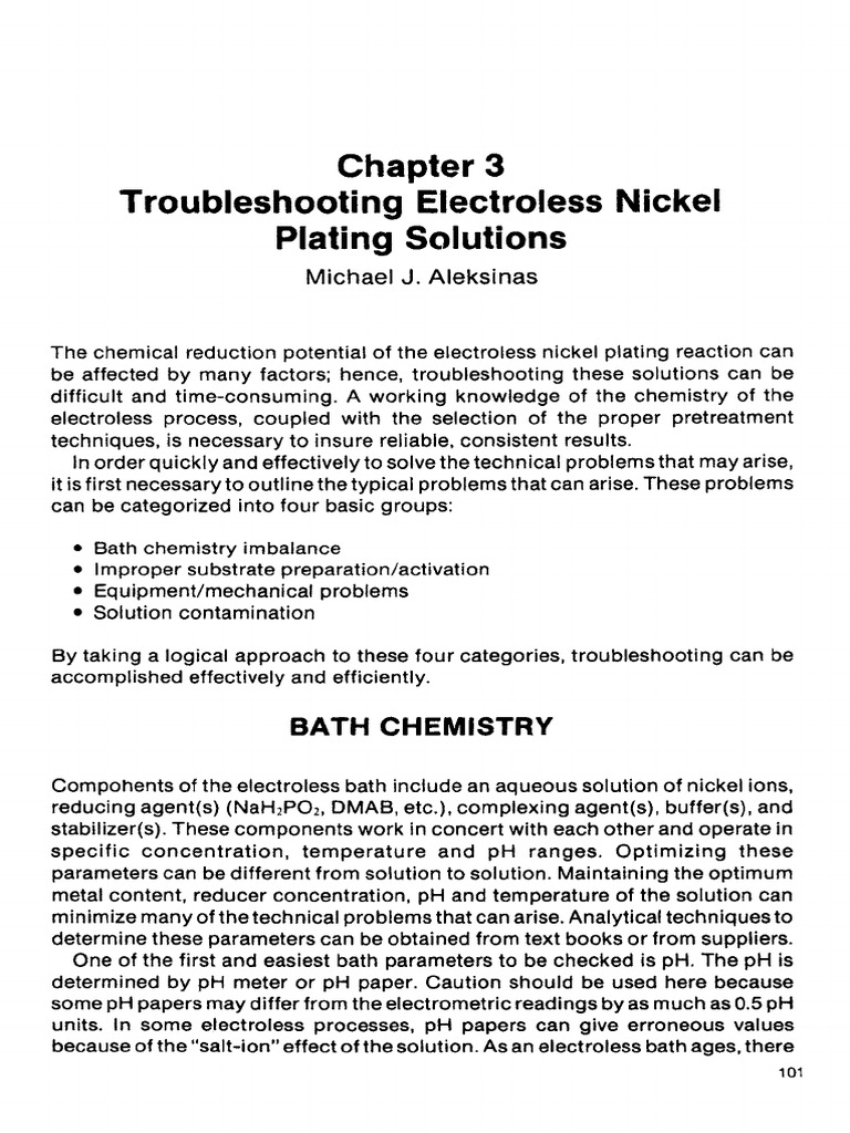 Troubleshooting Electroless Nickel Plating Solutions | PDF | Ph | Lead