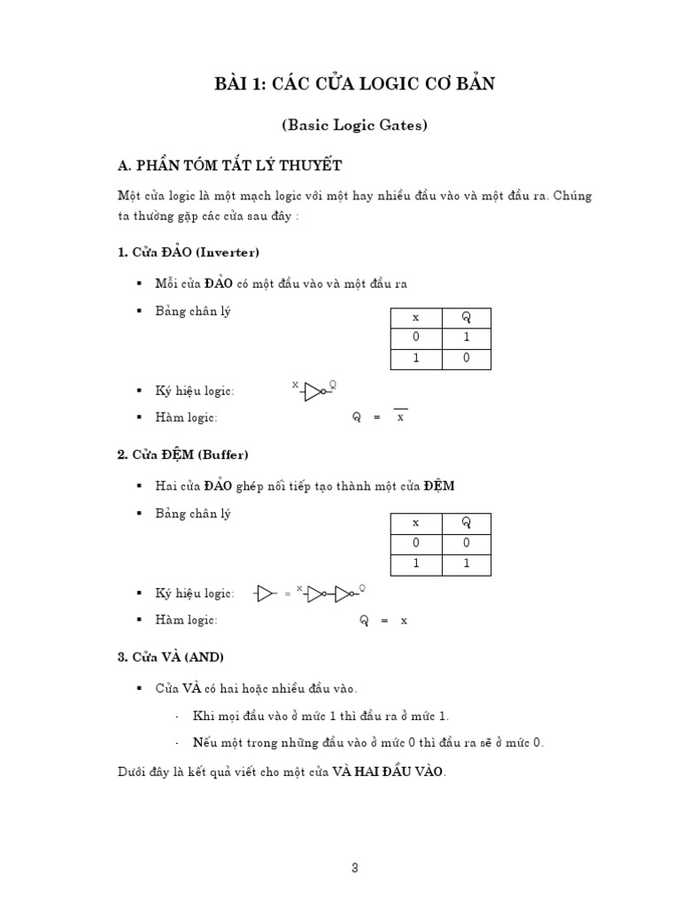 Bai 1 - Cac Cong Logic | PDF | Semiconductor Devices | Electricity
