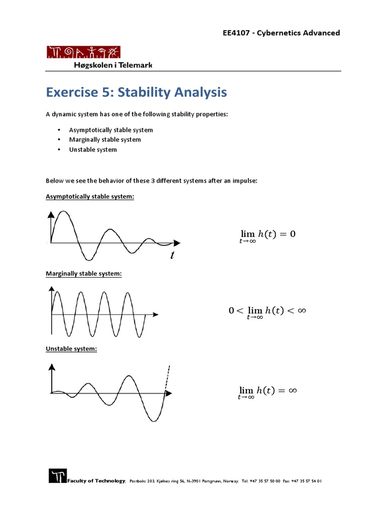 Exercise 5 - Stability Analysis | PDF | Stability Theory | Control Theory