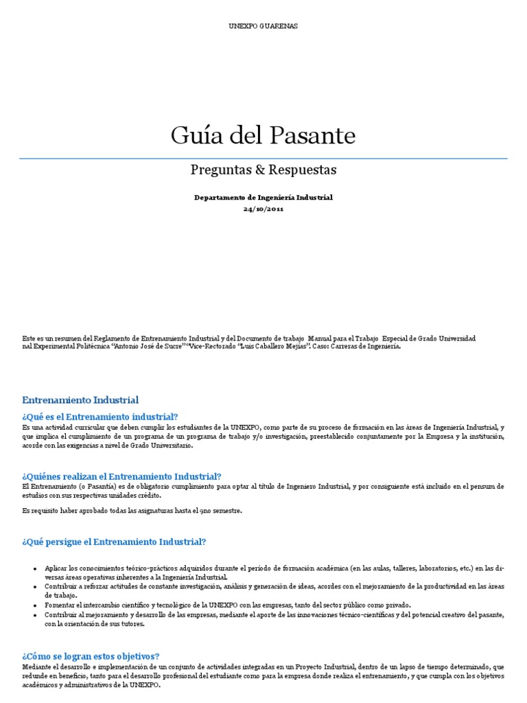 Guia Del Pasante | PDF | Ingeniería Industrial | Maestros