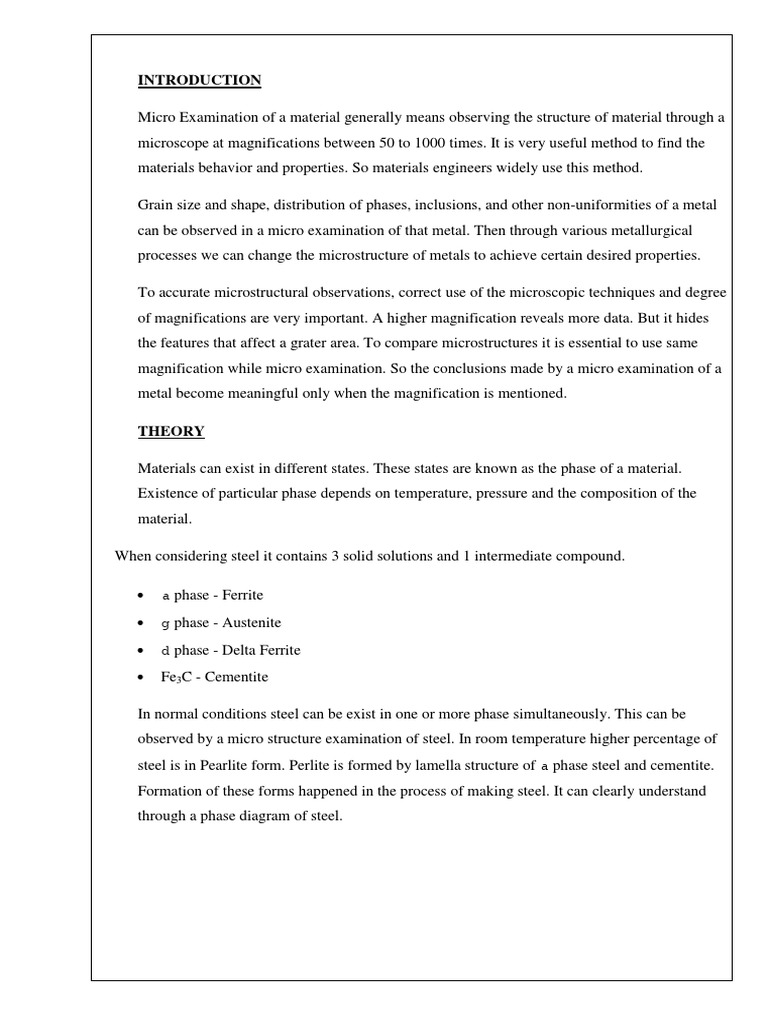 Micro Examination | PDF | Microstructure | Steel