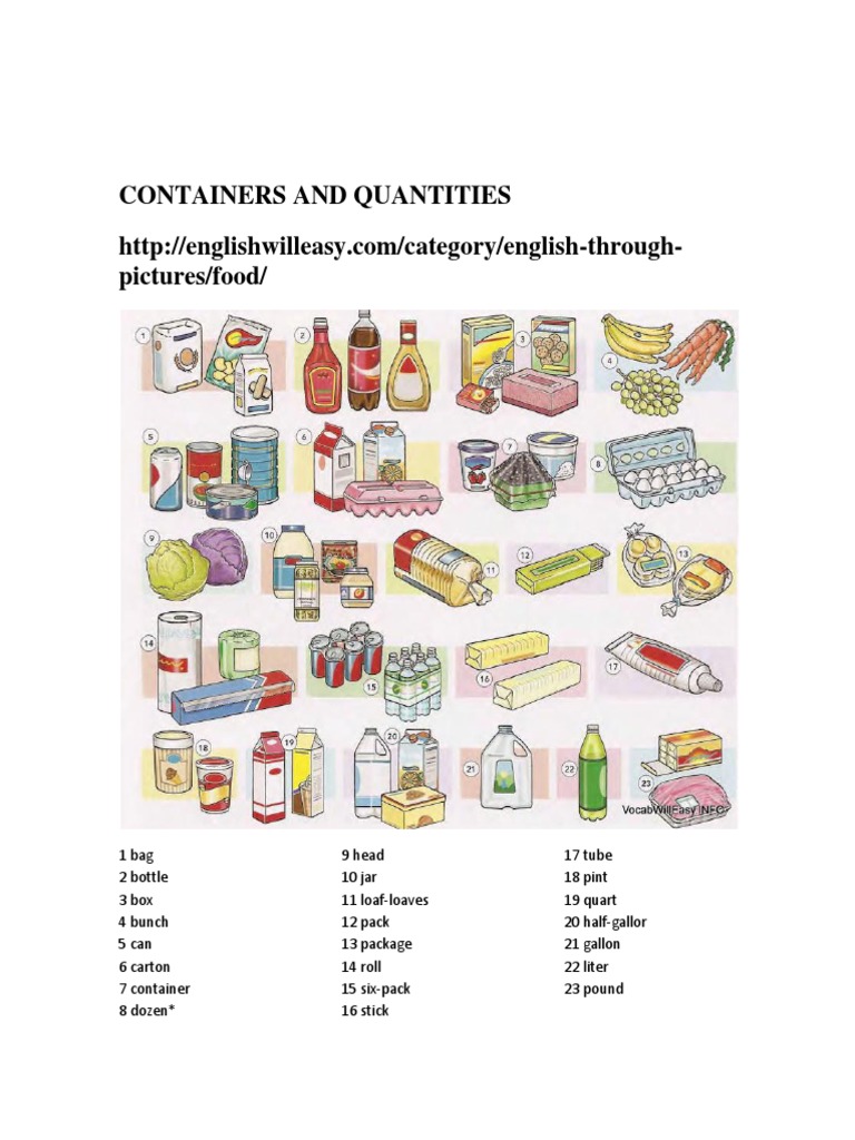 Containers and Quantities | PDF