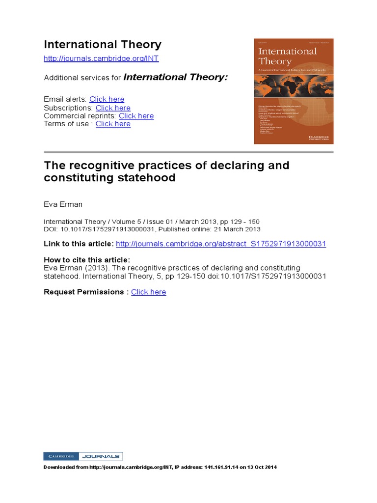 The Recognitive Practices of Declaring and Constituting Statehood | PDF ...