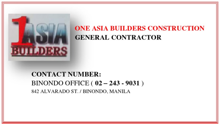 One Asia Builders Construction | PDF