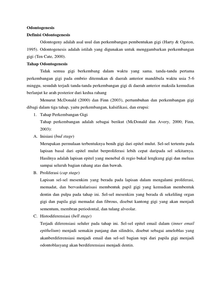 Tahapan Odontogenesis dan Erupsi Gigi | PDF
