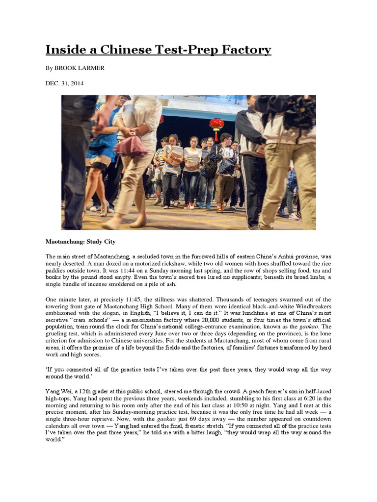 China Education - Inside A Chinese Test (Gaokao) PDF | PDF | Secondary ...