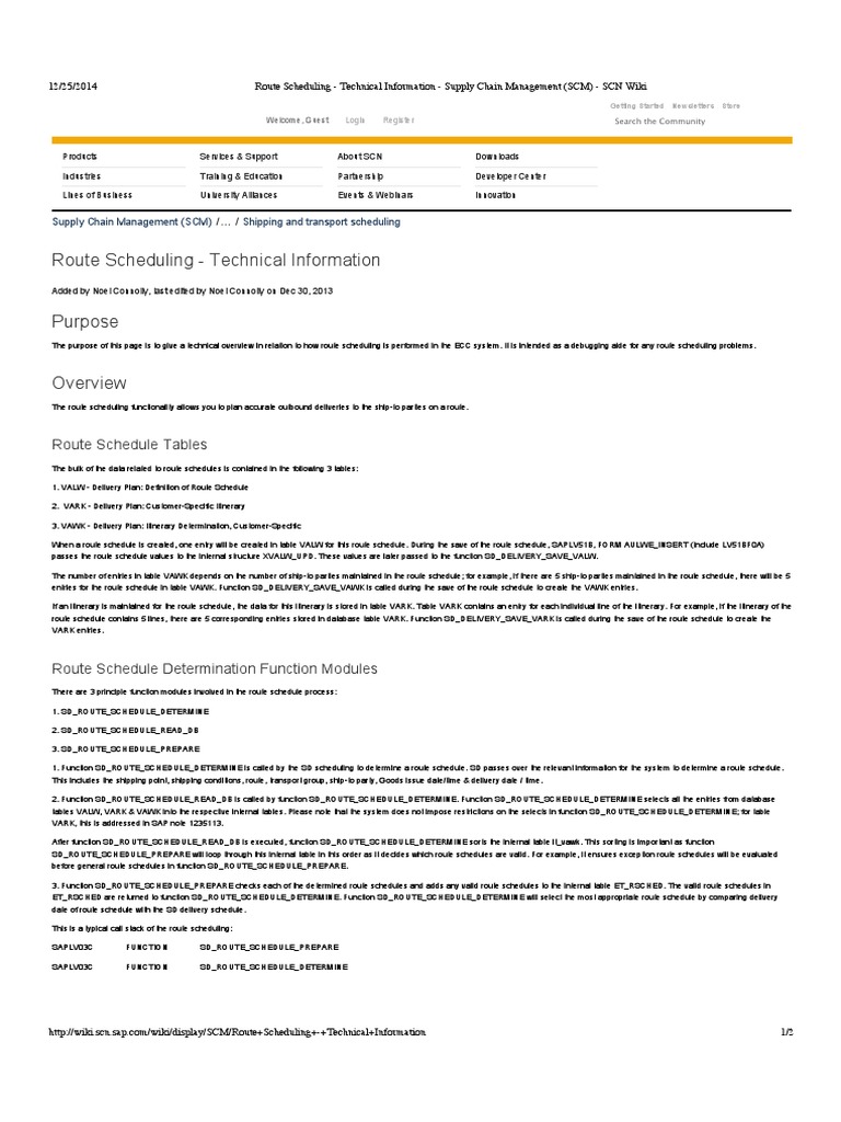 Route Scheduling - Techn... Gement (SCM) - SCN Wiki | PDF | Supply ...
