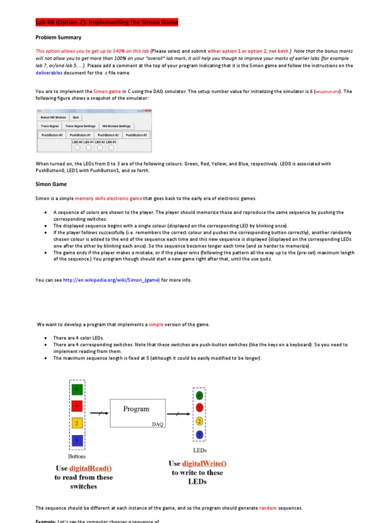 Lab 8 - Option 2 - The Simon Game | PDF | Integer (Computer Science) | Subroutine